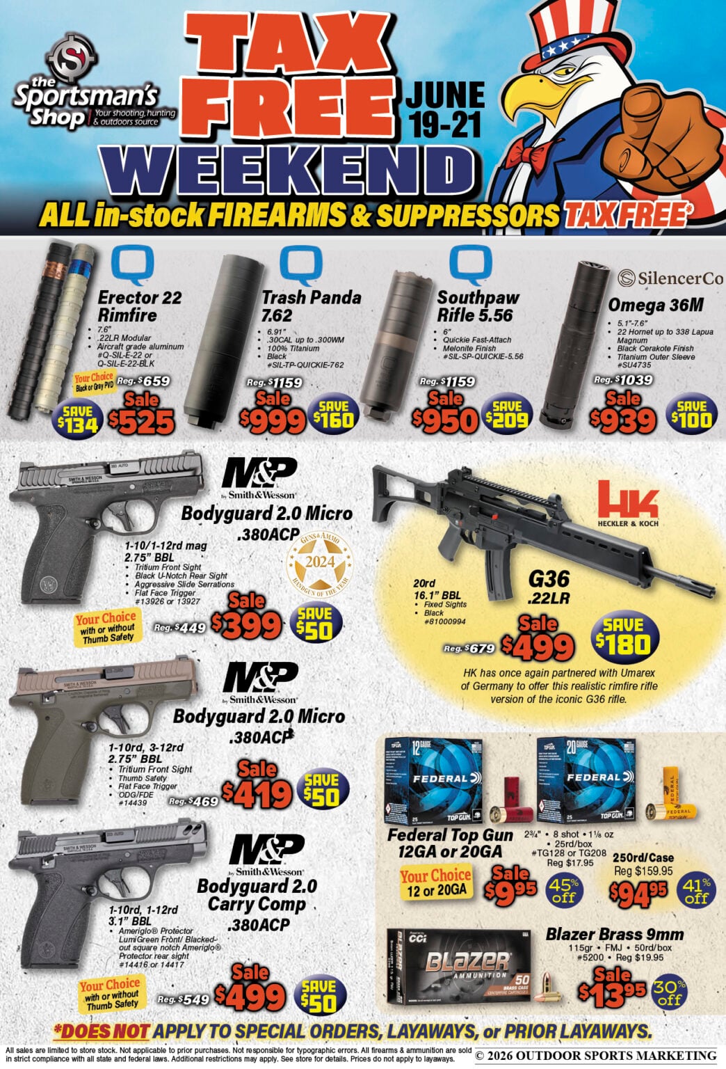 Tax Free Weekend - The Sportsman's Shop